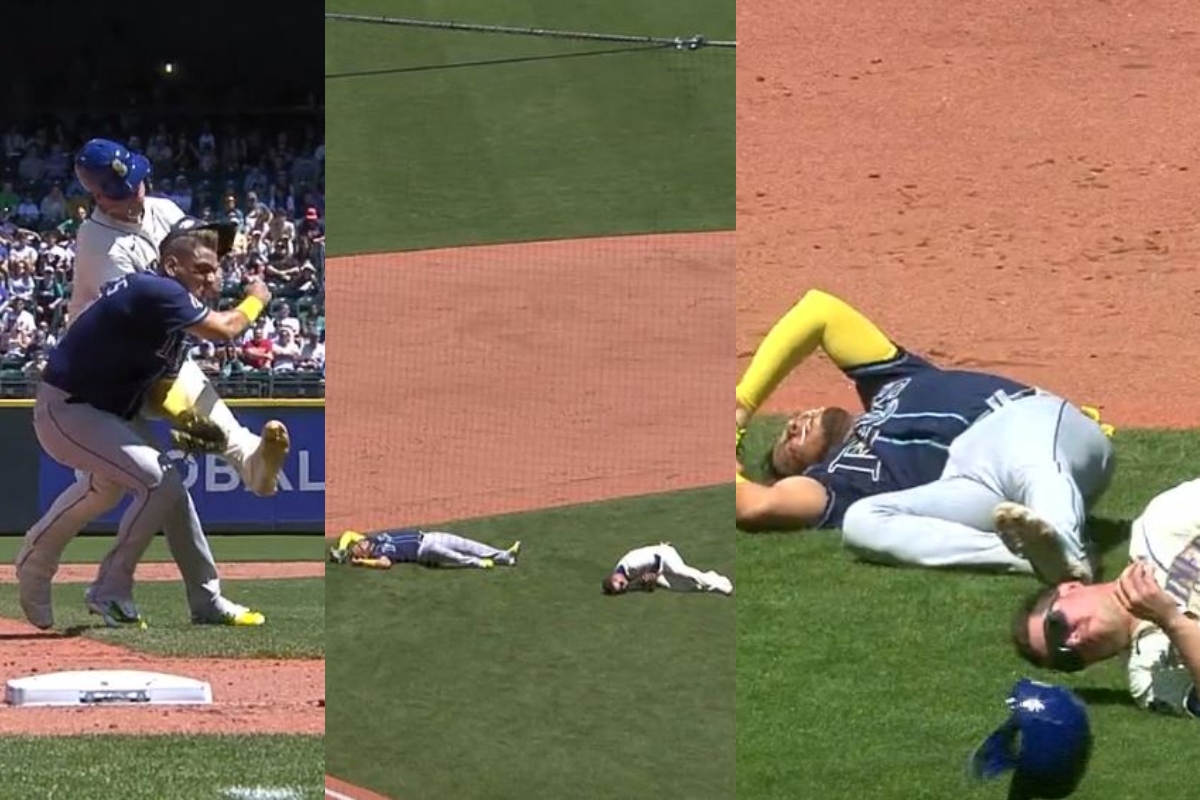 Impactante choque entre Isaac Paredes y Ty France dejan lesiones